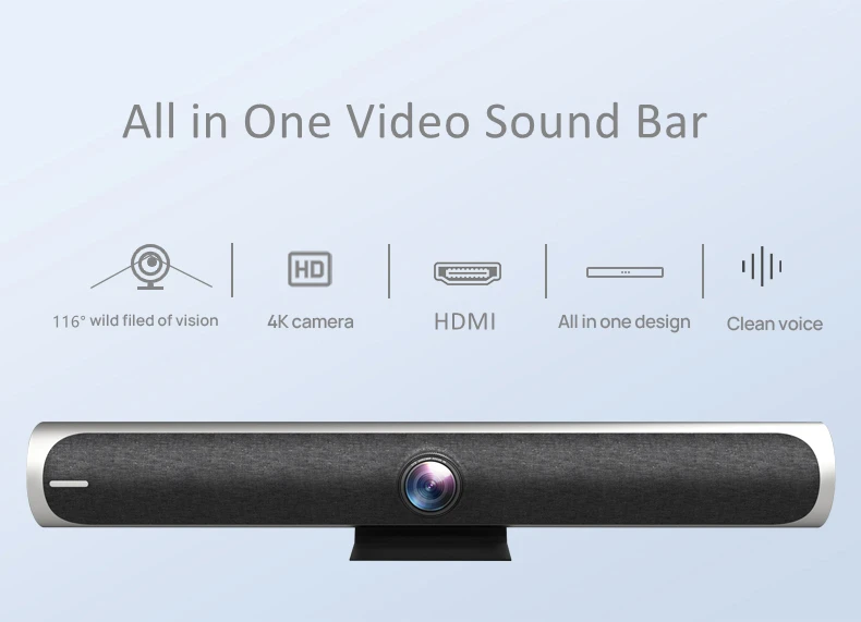 4K All in One Conference Camera with Sound Bar Array Mics