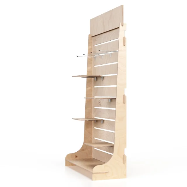Wooden Floor Display Stand 92 X165 With Shelves And Hooks Wooden ...