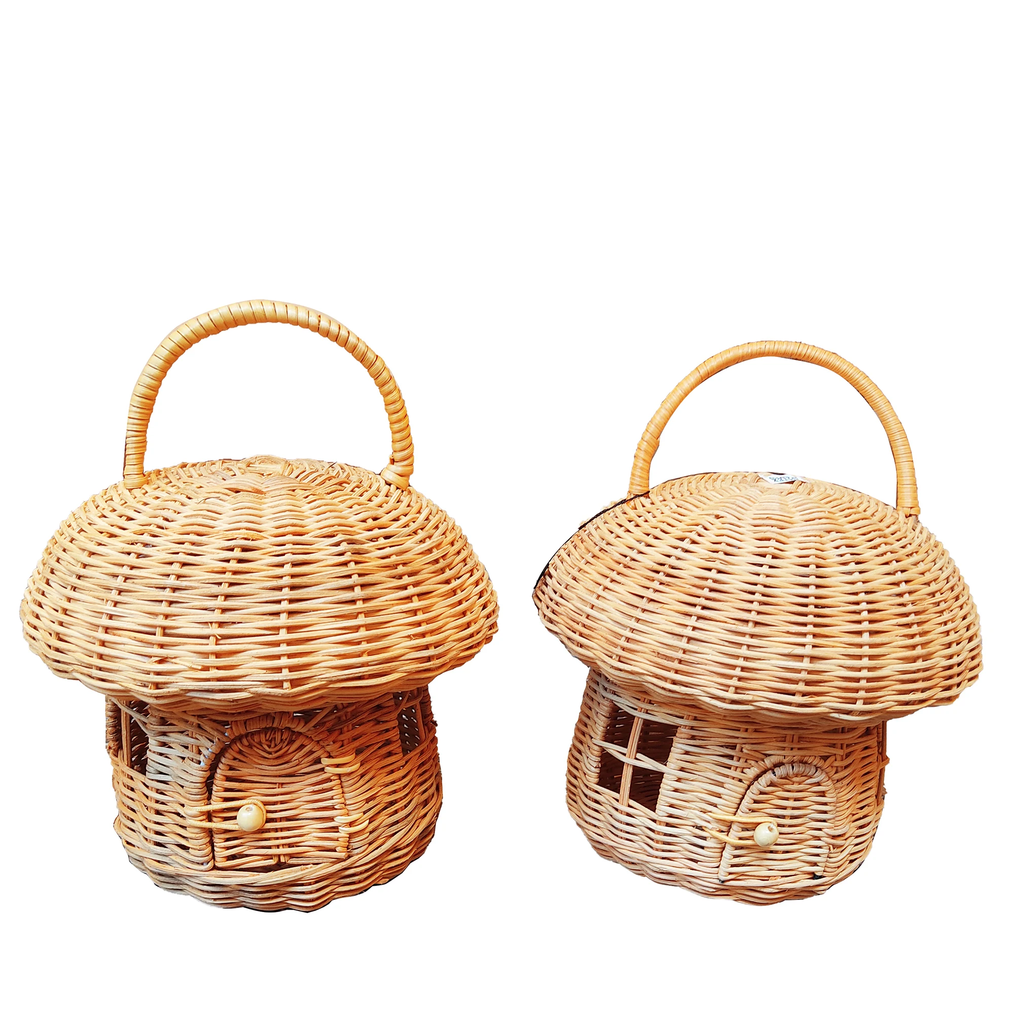 Handmade Woven Rattan House Shaped Basket Cute Desktop Storage Ornament ...