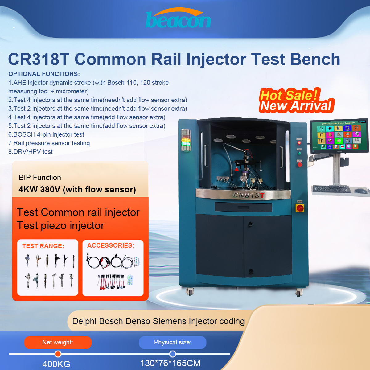 Beacon Machine Cr318t Common Rail Injector Test Bench With Piezo ...