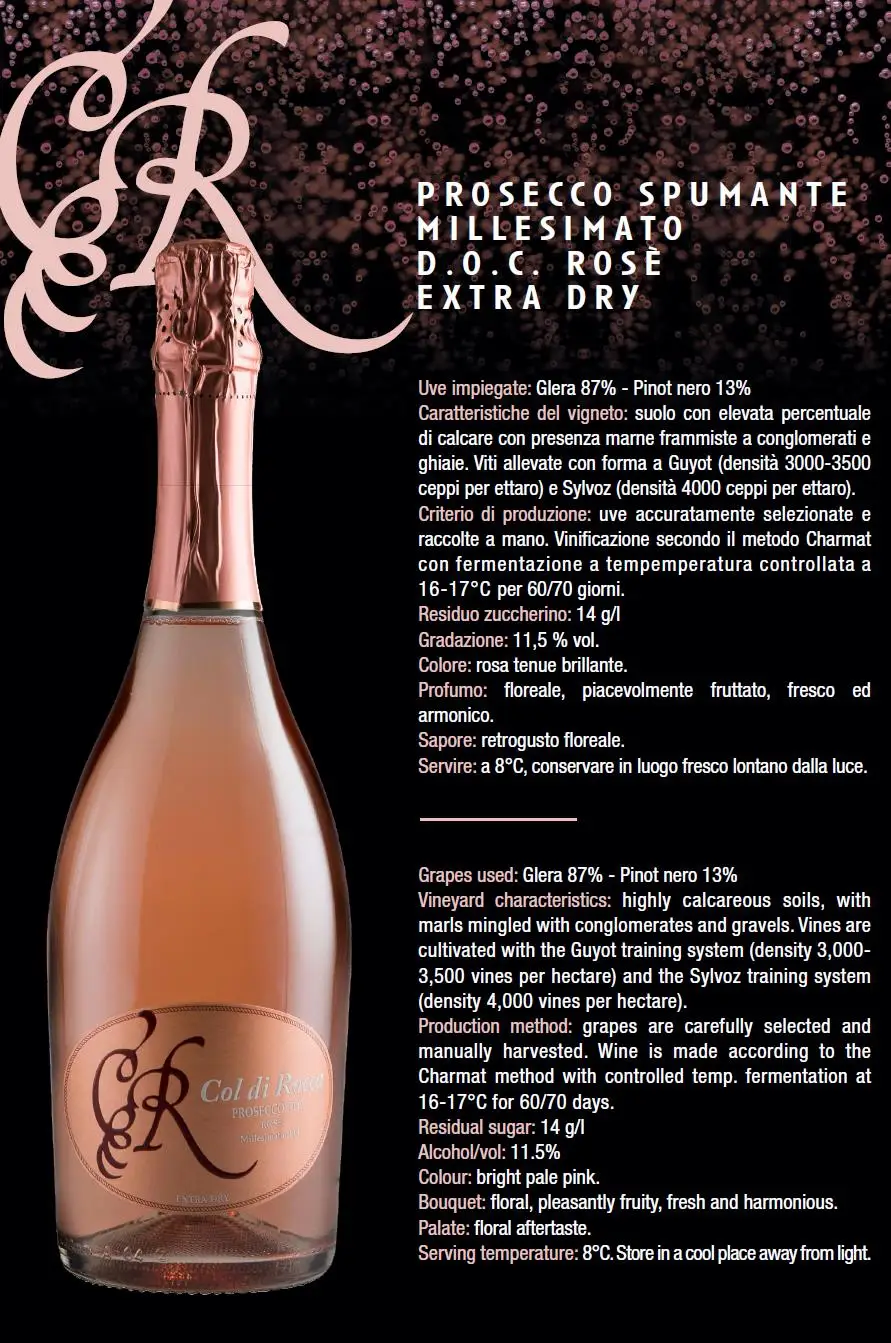 Doc Prosecco Sparkling Pink Wine Extra Dry 0,75l Italian Rose Wine ...