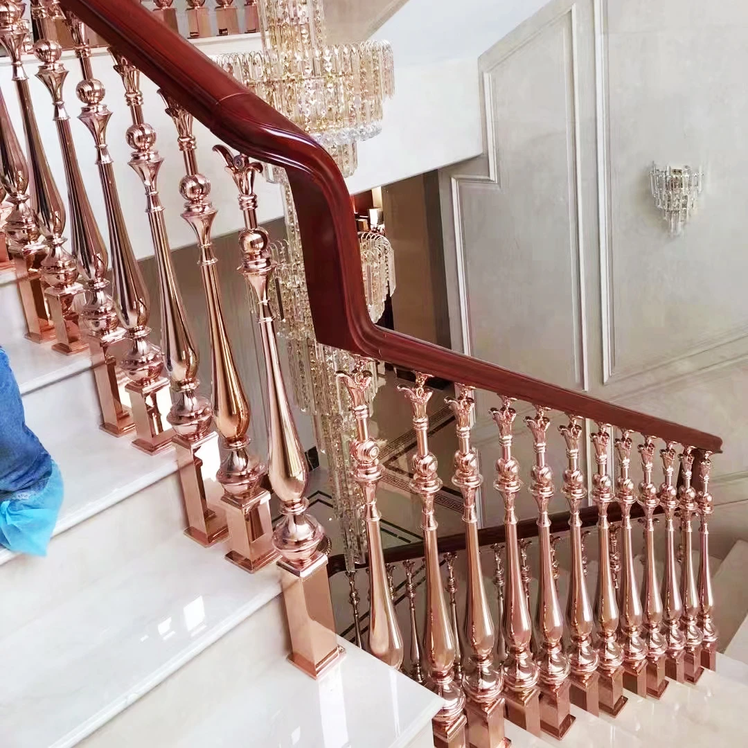 Luxury Gold Plated Balustrades Aluminum Stainless Steel Balusters Art ...