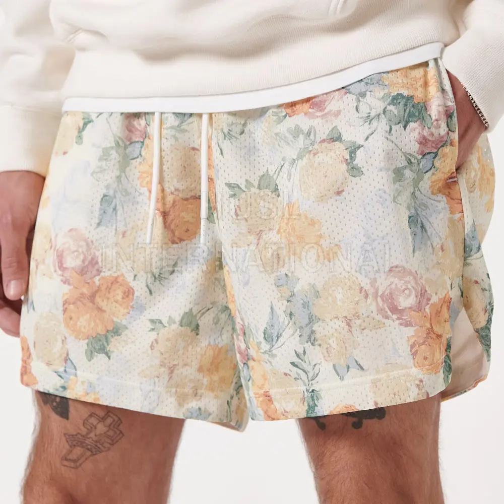 Custom Logo Sublimation Real Double Layer Thick Mesh Fabric Shorts For ...