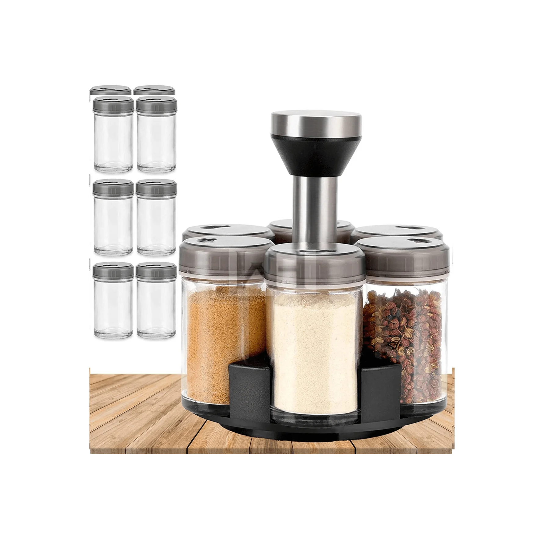 6-piece Stainless Steel Rotating Spice Rack Set by WEI HANG