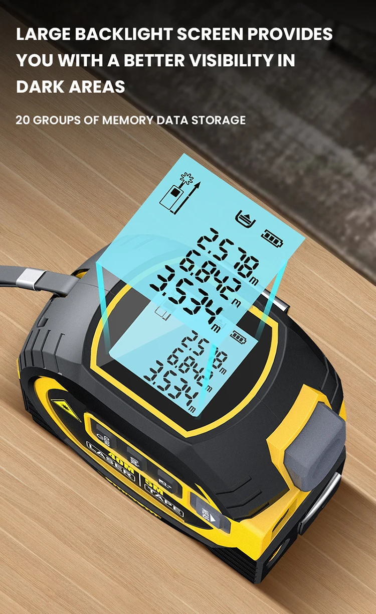 3 in 1 Digital Distance Range Laser Measure Tape - 5m