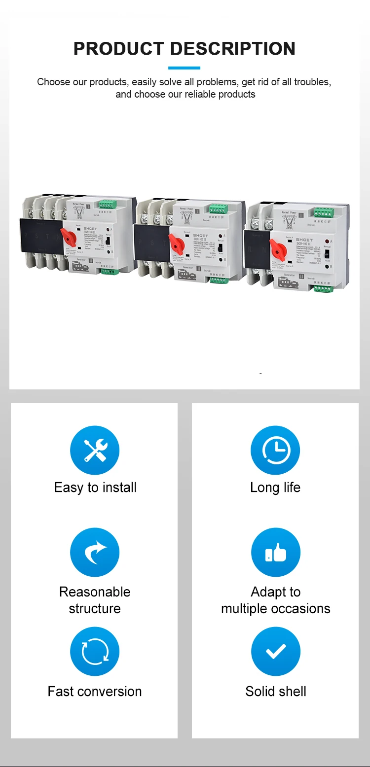 Dual Power Din Rail Automatic Transfer Changeover Switch Generator ...