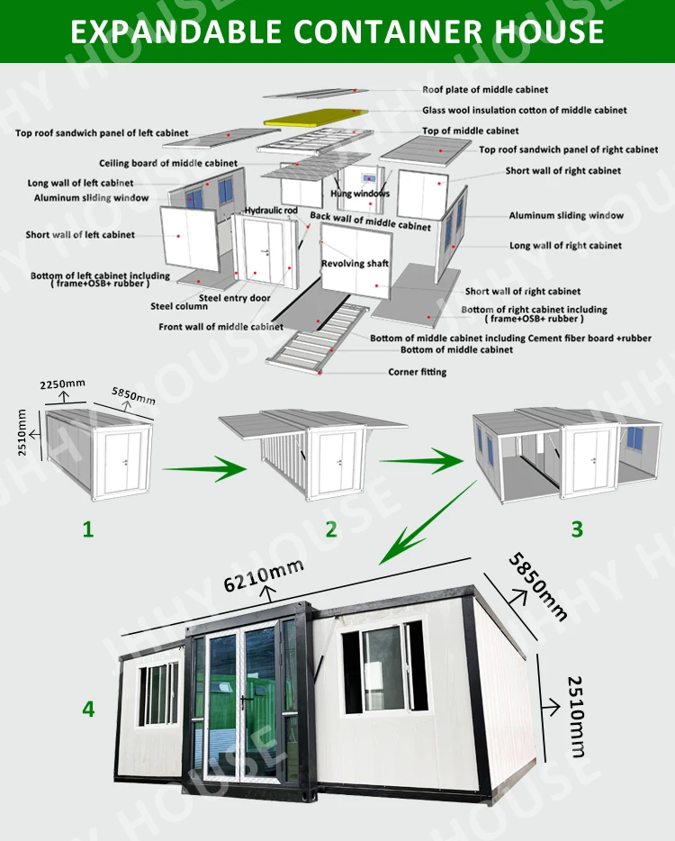 Luxury Extendable Container House With Separate Wet and Dry Bathrooms ...