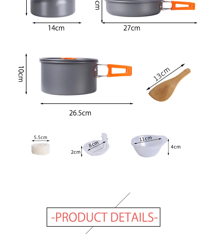 Backpack Portable Campfire Cooking Pots Pans Kettle Set For Open Fire ...