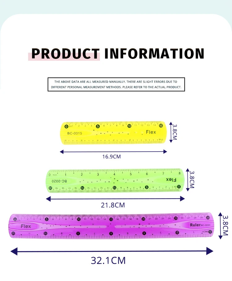 Becol Wholesale 15cm 20cm 30cm Clear Pvc Flexible Rulers Custom Design ...
