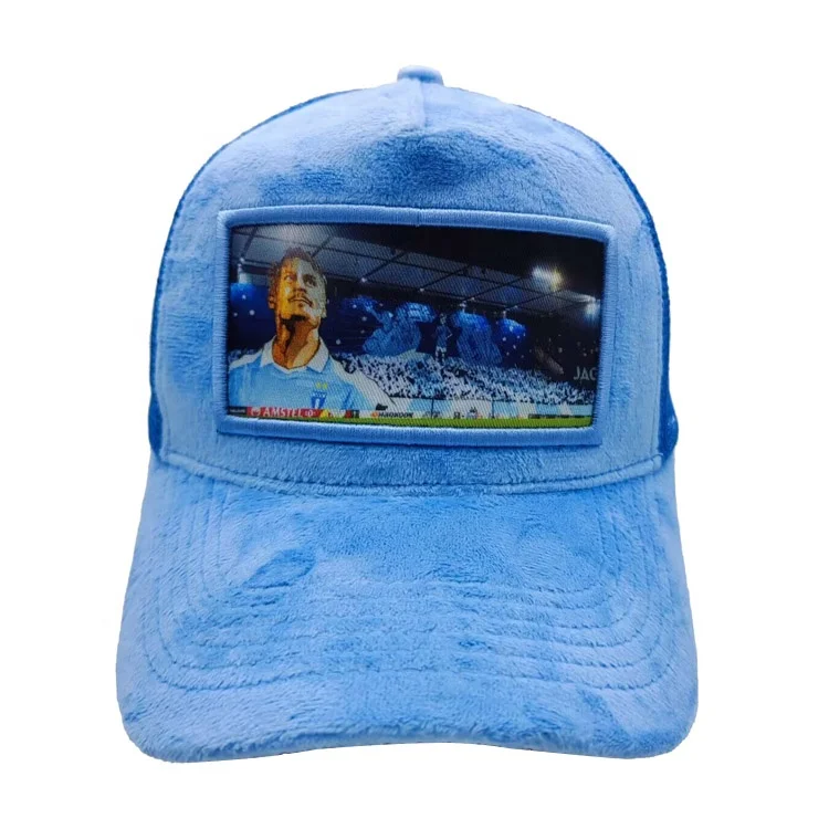 Wholesale Mesh Custom Velvet Trucker Cap - Black Velvet Hat