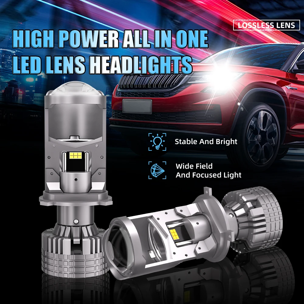 Bi Led Headlight Replacement Light 12v 130w H4 Mini Projector Lens Bi Led Projector Lens Car ...