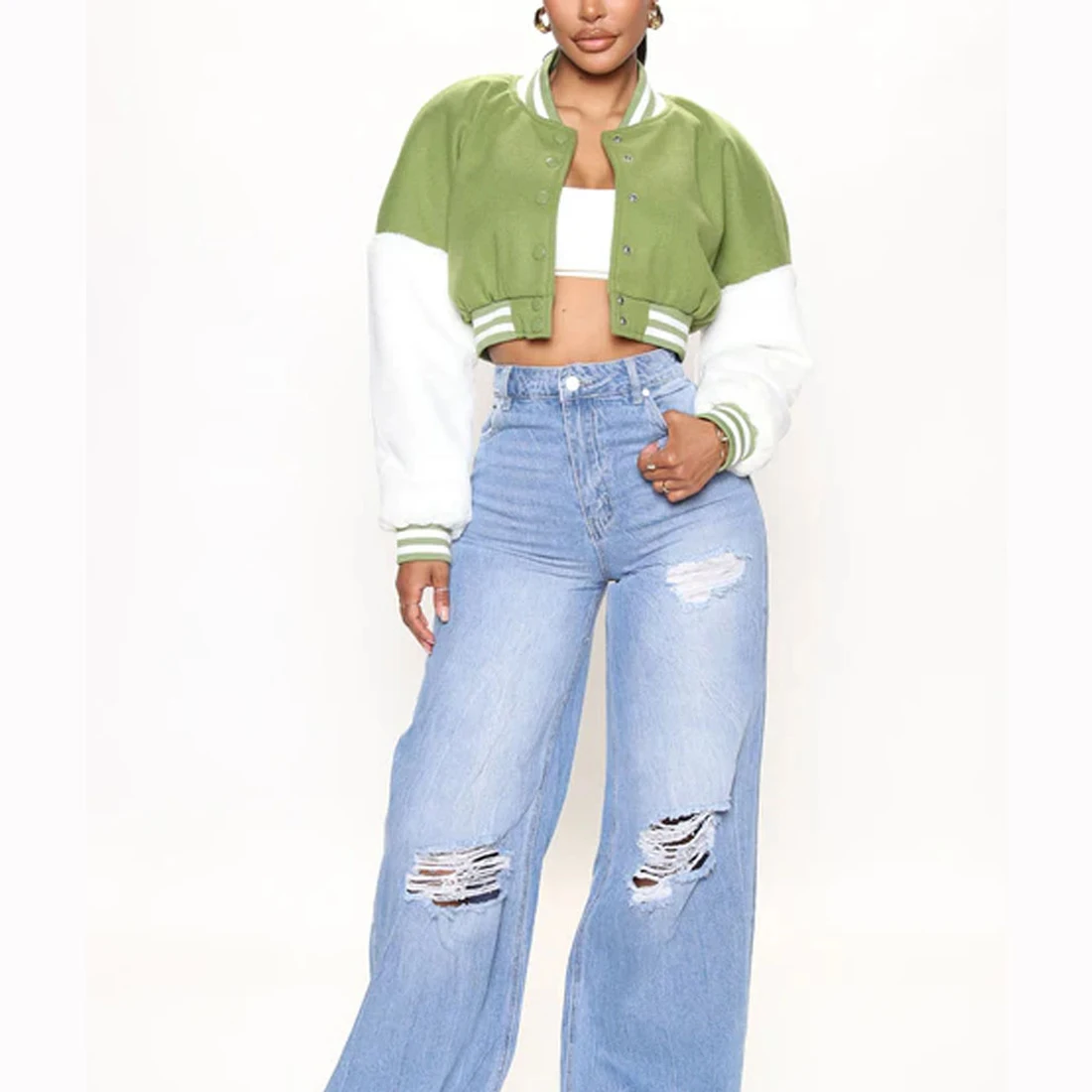 Crop Varsity Jacket Letterman Jacket College Jacket With Custom Logos ...