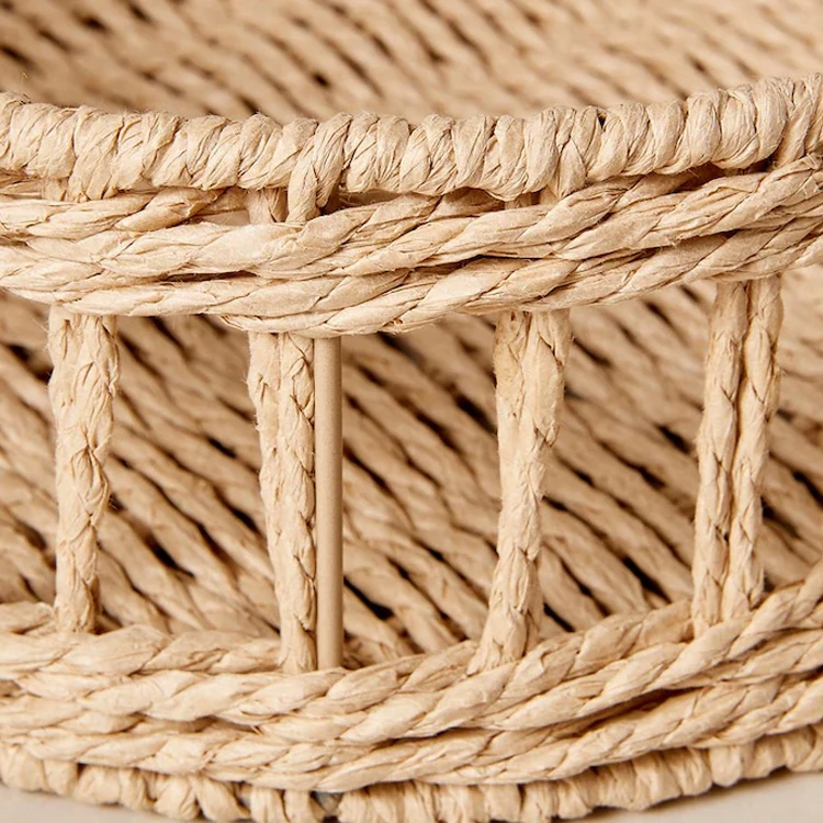 Hot Design Round Straw Serving Tray Tea Serving With Handle For ...