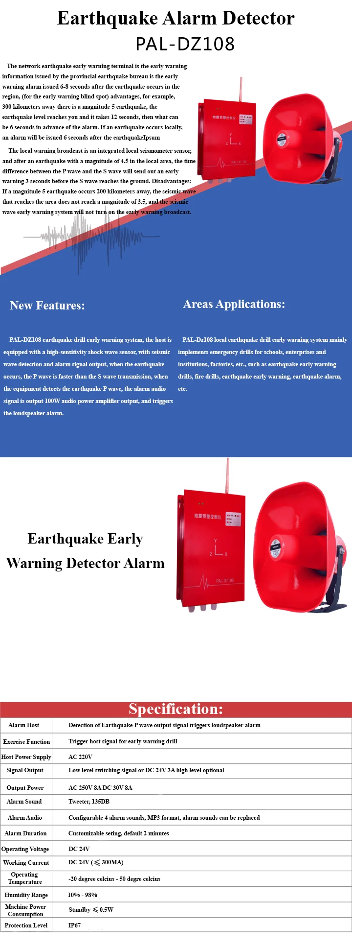 Earthquake Early Warning Device Controller and Siren Horn for Big Area ...