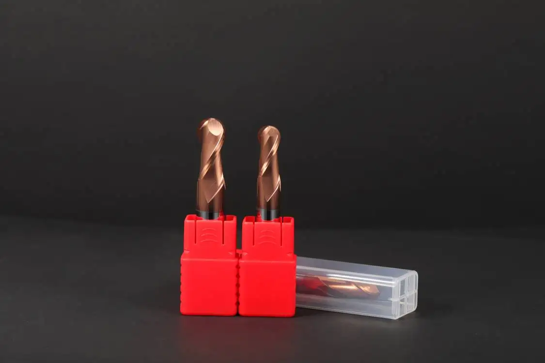 HANDERK OEM 2Flute Ball Nose End Mill HRC55 TiSIN Coated Carbide Tool for Steel Machining ...
