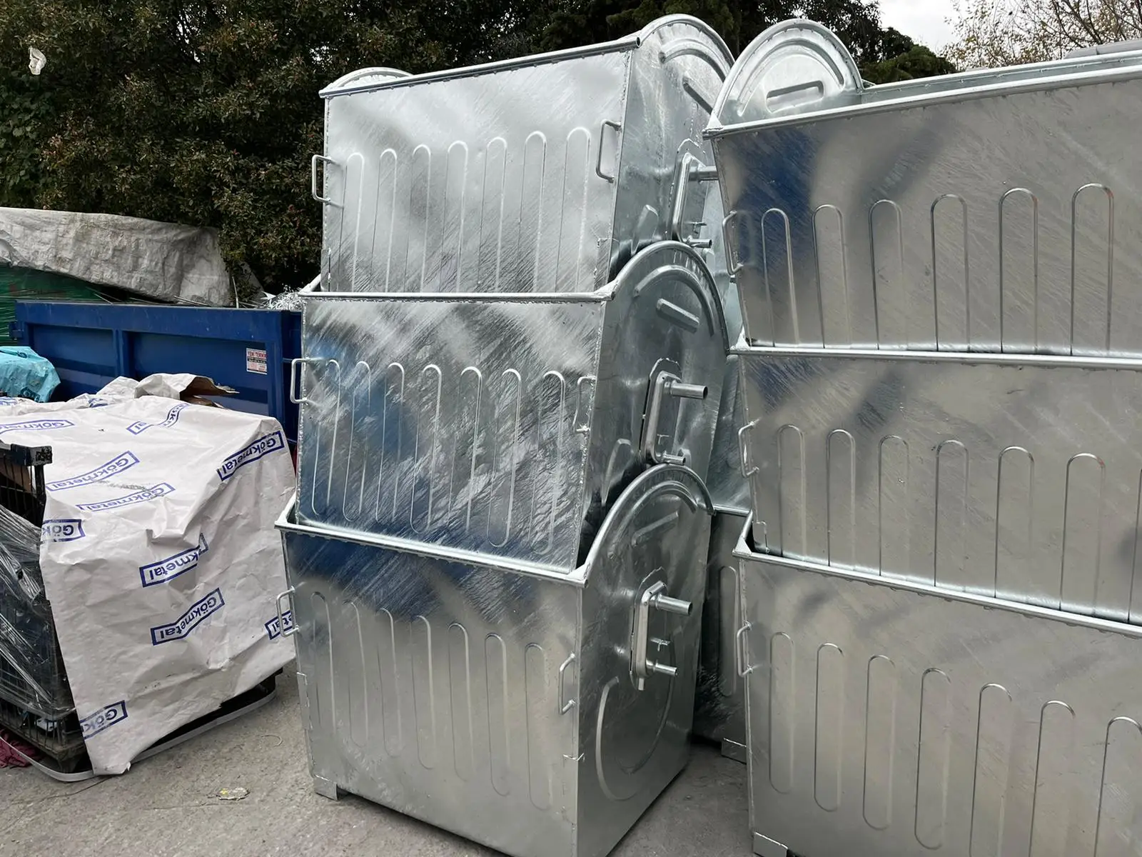 1100 Liter Garbage Containers Original Galvanized With Dome Lid Turkish ...