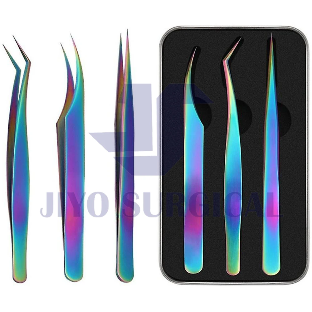 Stainless Steel Professional Eyelash / Eyebrow Tweezers Silver Color ...