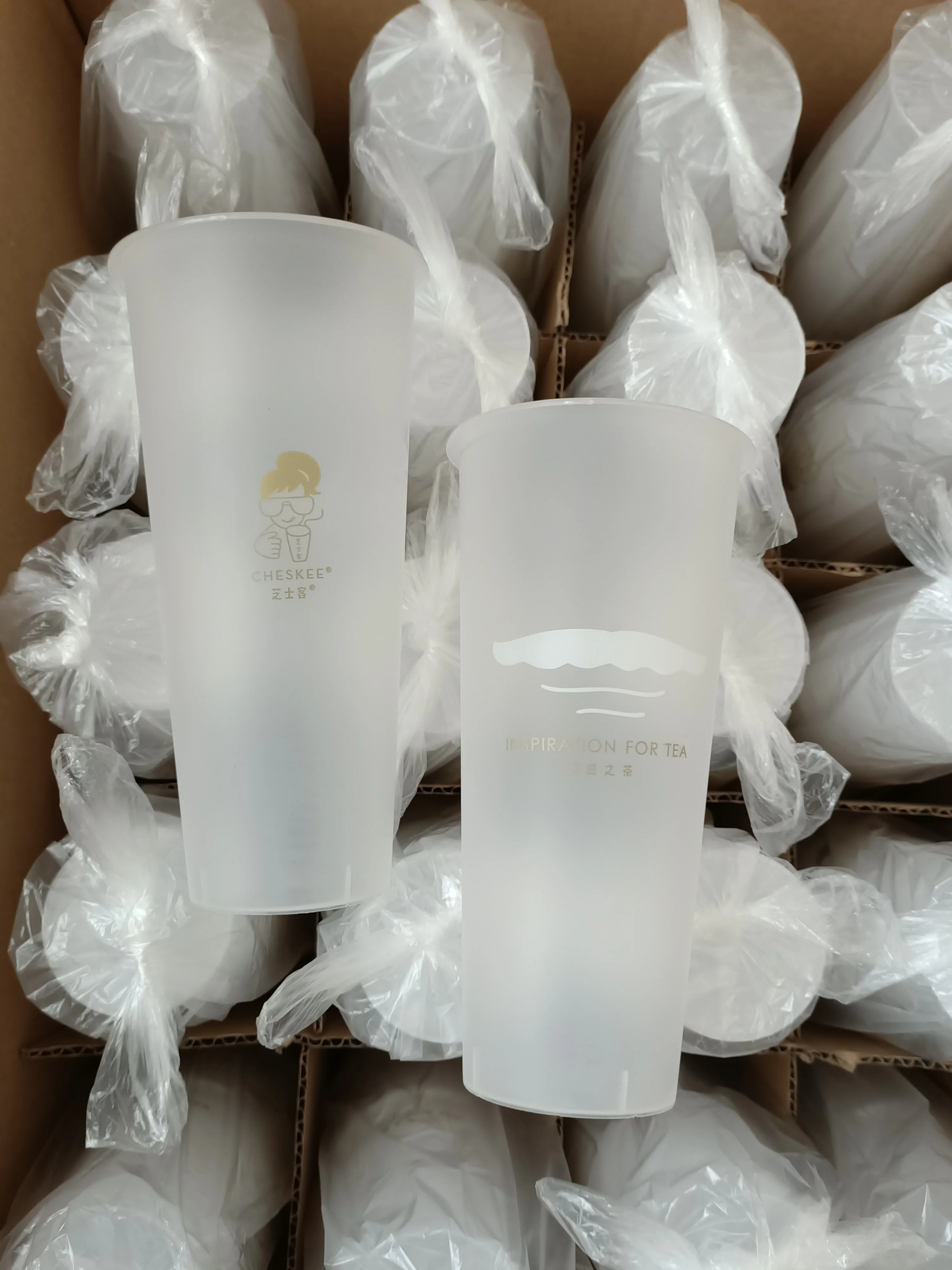 Custom Logo 360ml 500ml 700ml 1000ml Disposable Thick Smoothie Pp Clear Frost Plastic Bubble ...