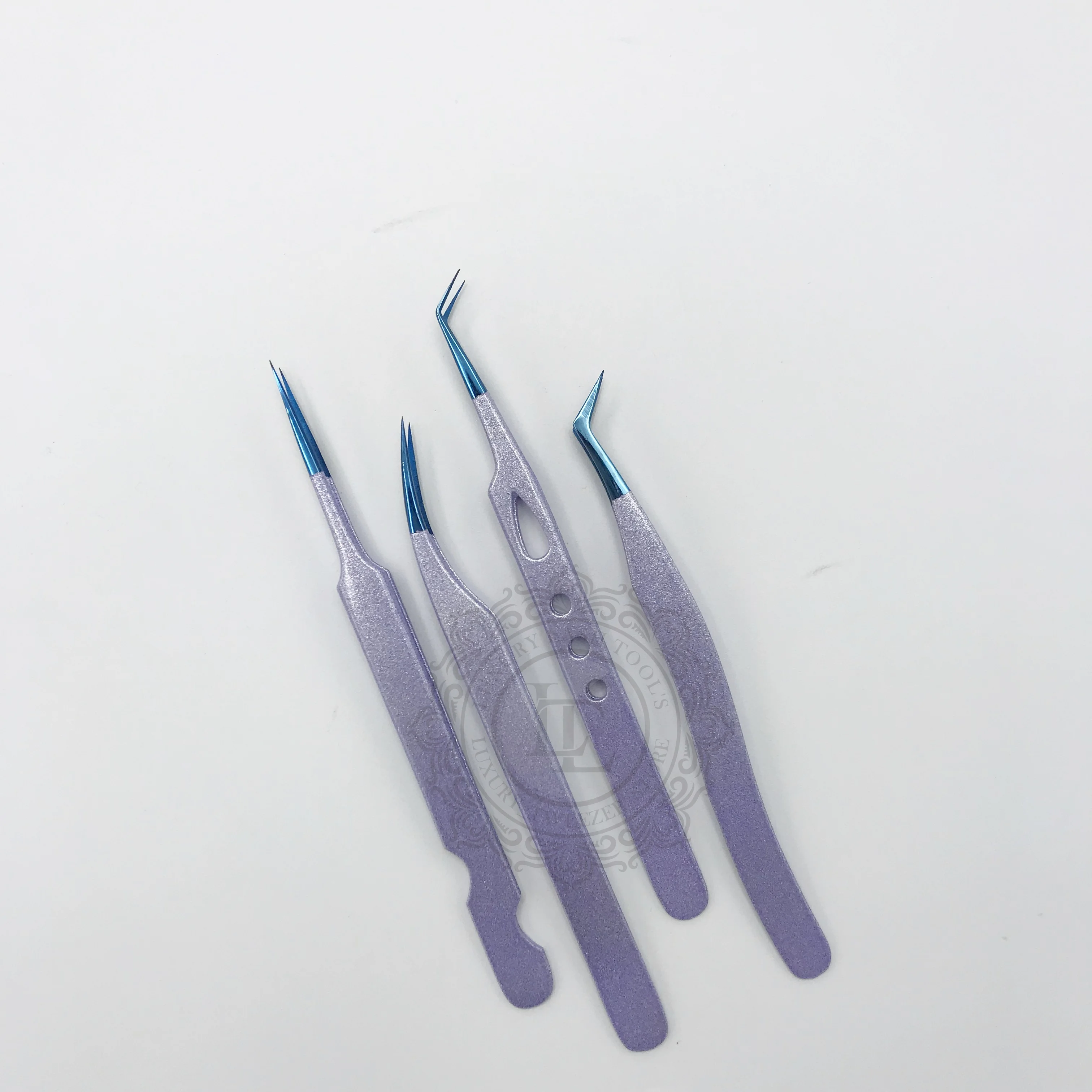 Fiber Tip 90 Degree Tweezers Customized Paper Coating Tweezer Silver Tip Smooth Handle Tweezer ...