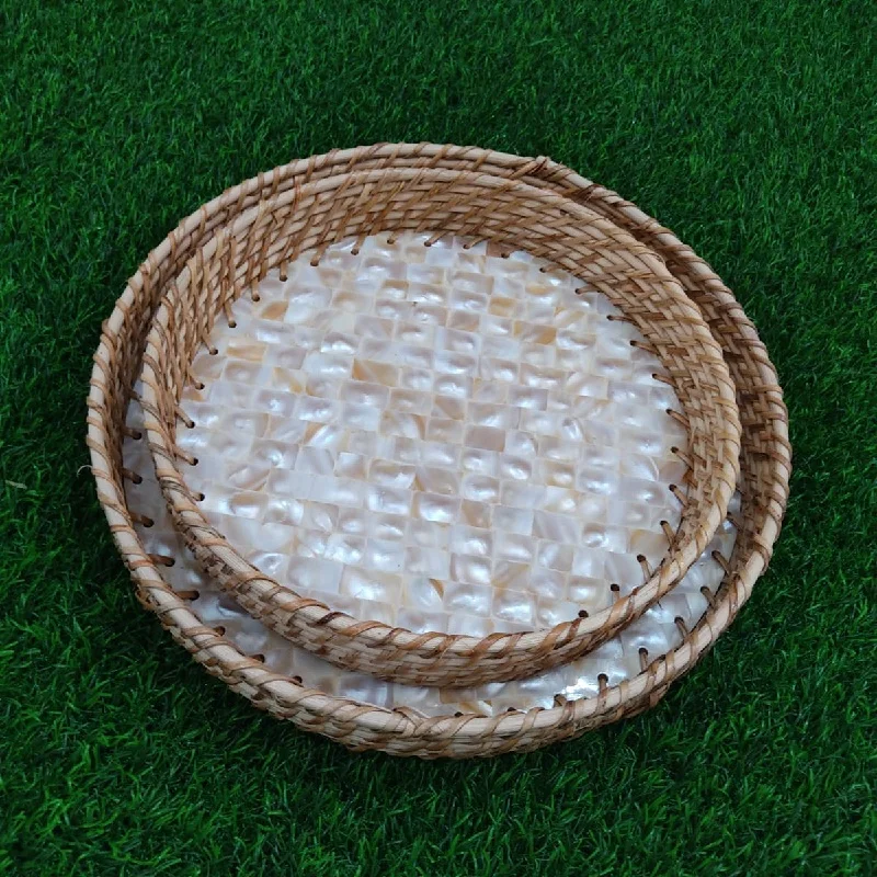 Newest Quality Wood Design Rattan Cane Serving Tray With Shiny ...