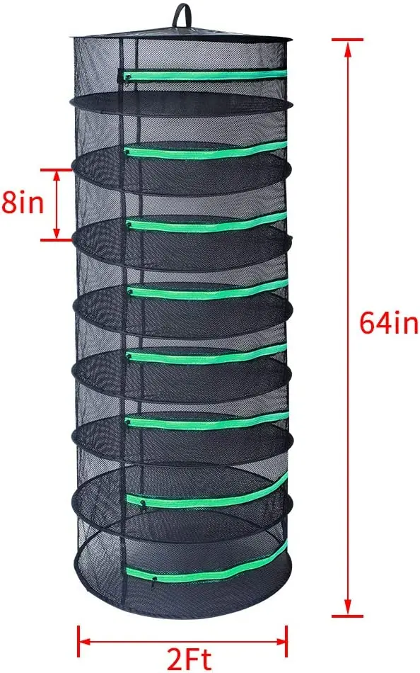 2ft 8 Layer Herb Drying Rack Plant Hanging Mesh Dry Net W/green Zipper ...