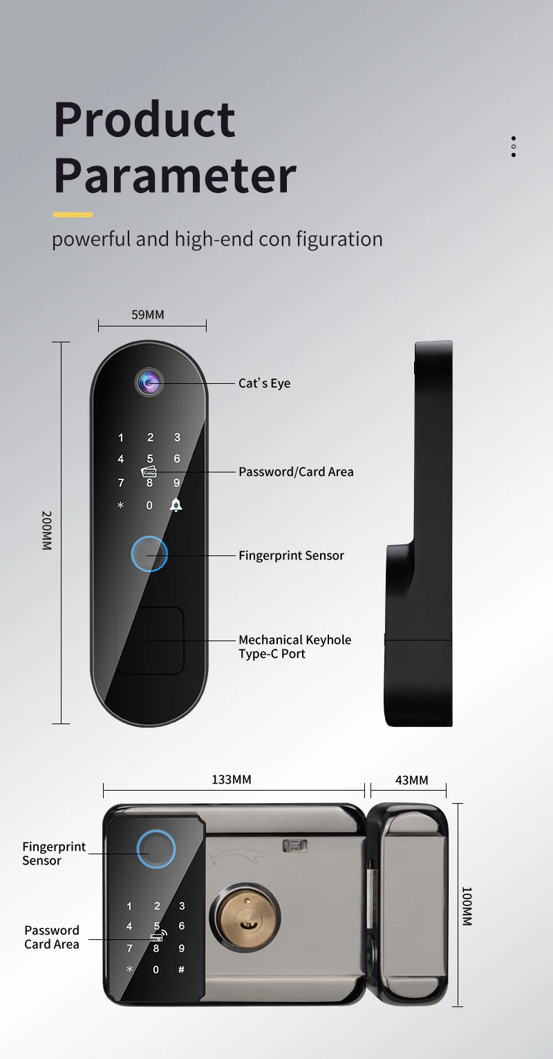 Double Sided Fingerprint Door Lock Intercom With Video Tuya Electric ...