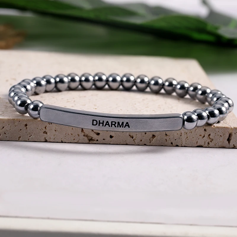 Jade Jewelry Stone Lettering Custom Word Bracelet With Stainless Steel ...
