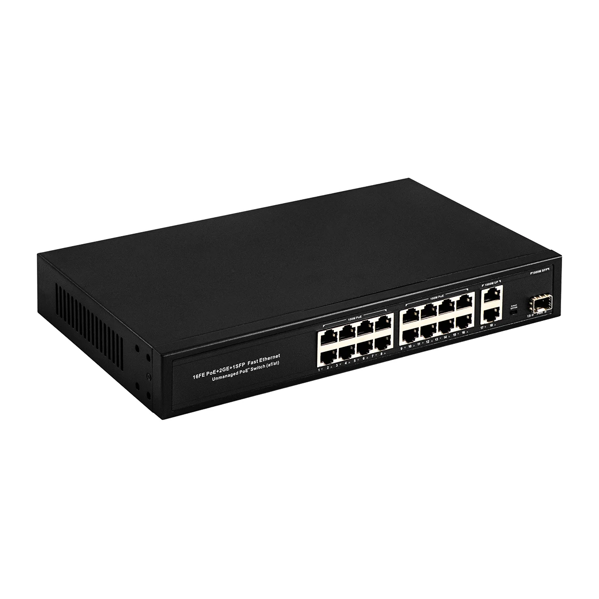 10/100mbps Poe-pse Ethernet Switch 16 Poe Ports 2 Gigabit Network Ports 1sfp Fiber Port Switch ...