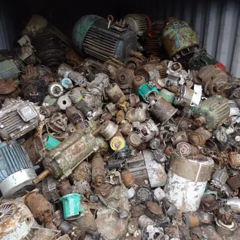 Discarded Electric Motors At A Scrap Metal Recycling/ Used Electric ...