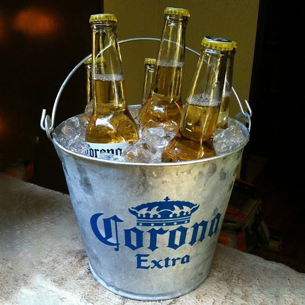 Round 5L Bar Tool Beer Wine Champagne Galvanized Iron Metal corona Beer ...