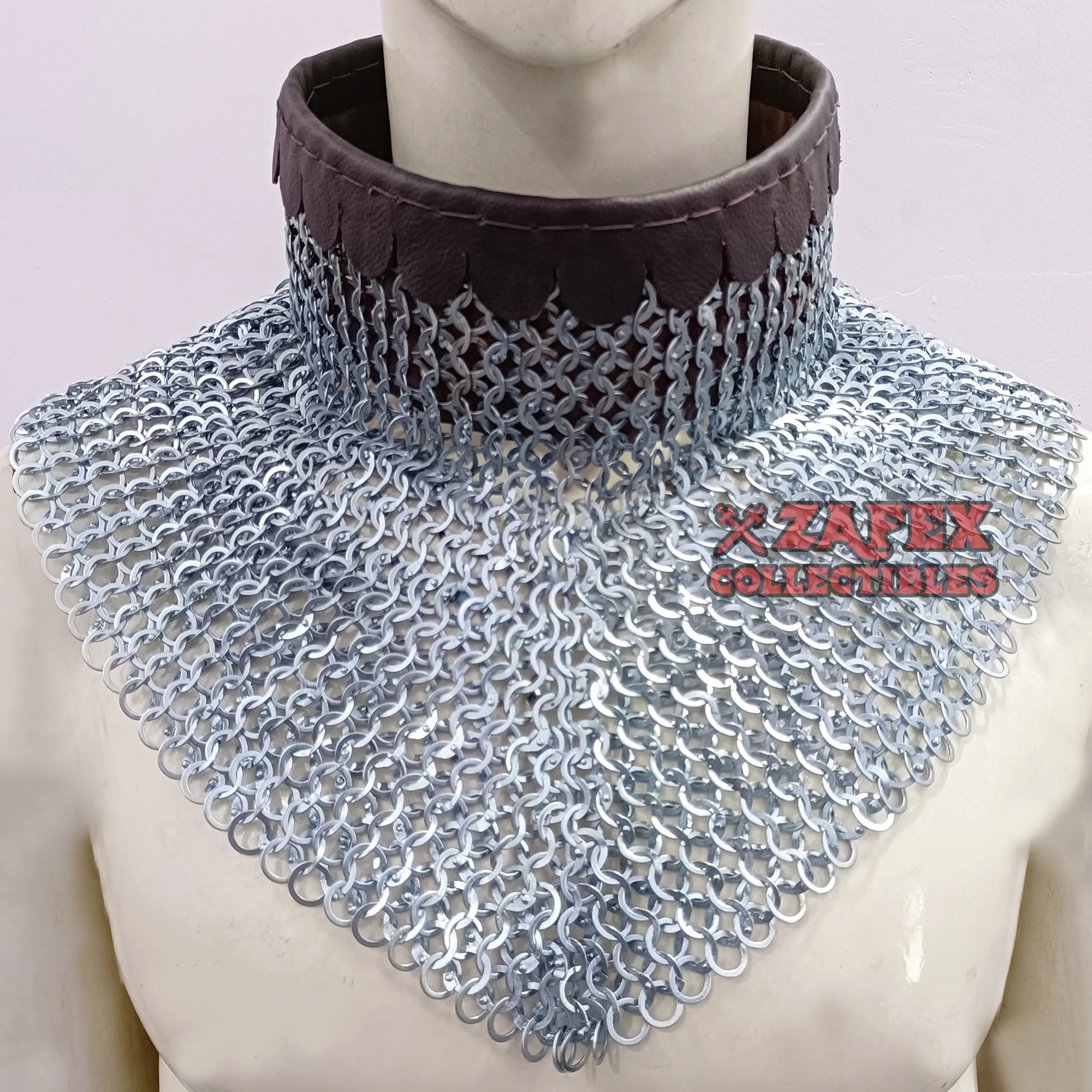 Medieval Chainmail Collar Handmade Mild Steel Neck Gorget Medieval Bishop Knight Armor For ...