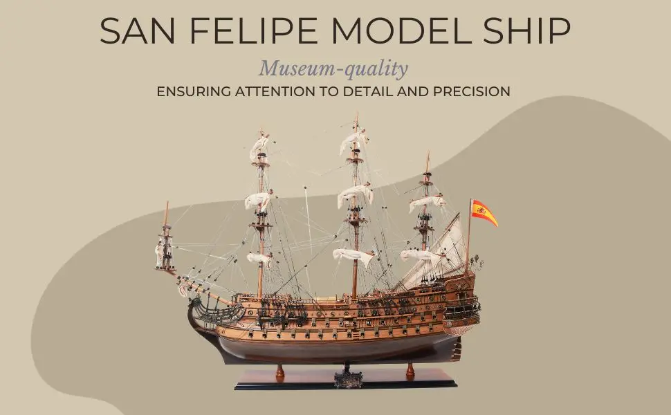 San Felipe 80cm Wooden Model Ship With Display Stand Wooden Handicraft ...