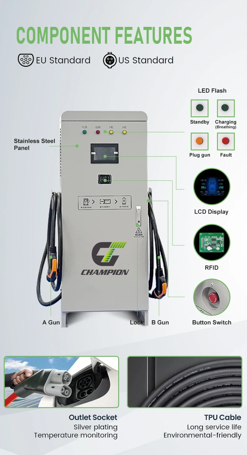 Commercial Ev Charging Station Electric Ocpp Vehicle Charging Station Dc Ev Charging Fast Dc Ev ...
