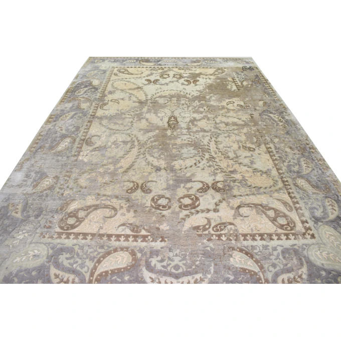 Hand Knotted High Quality zero pile Rug New Zealand Wool and bamboo ...