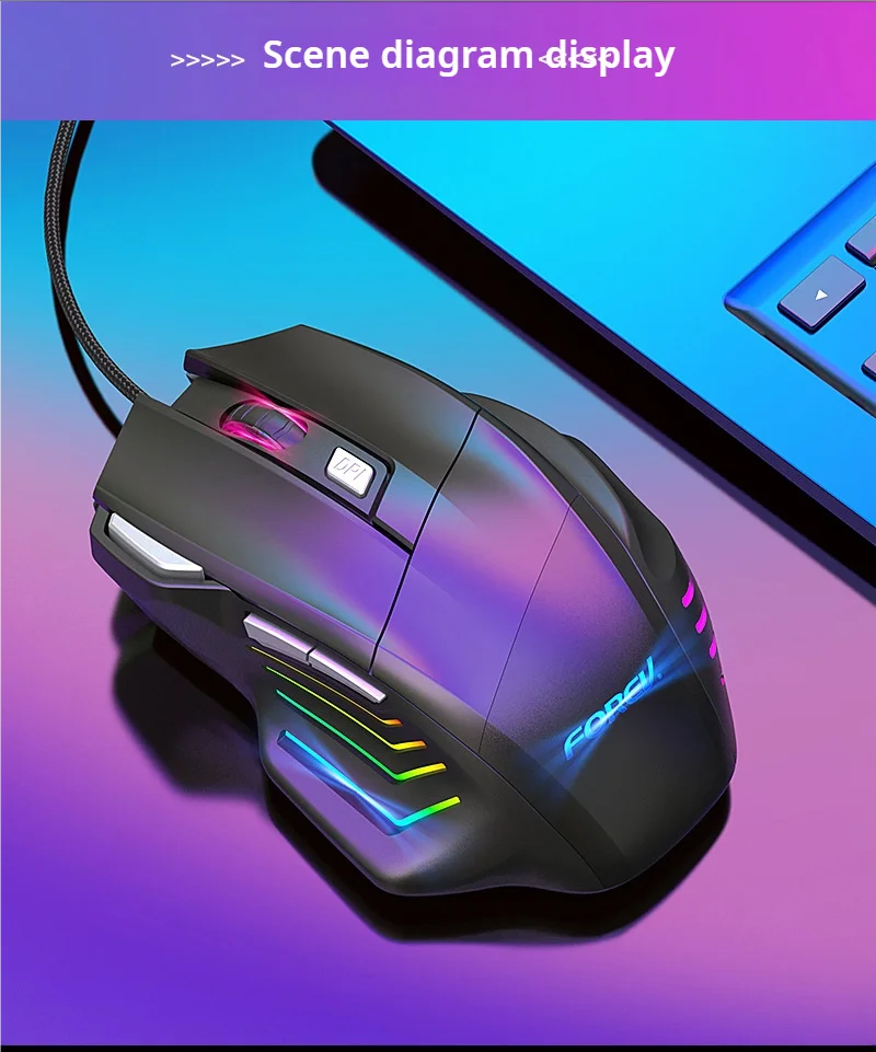 Fvx7 Wired 7-key Cool Glowing Gaming Mouse,Ergonomics Internet Cafe ...