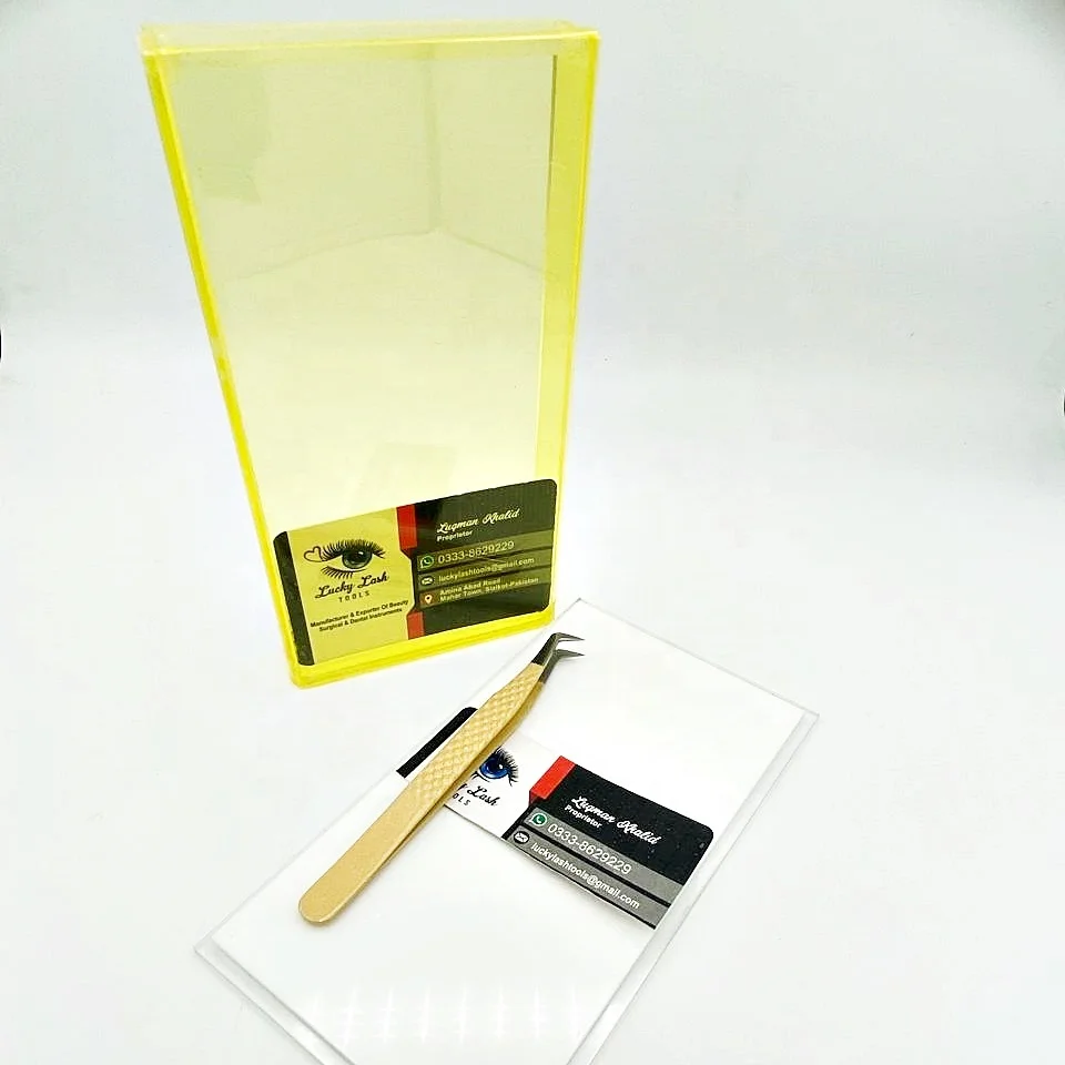 Yellow Color Acrylic Lash Tile with Cover Custom Logo Lash Tray ...
