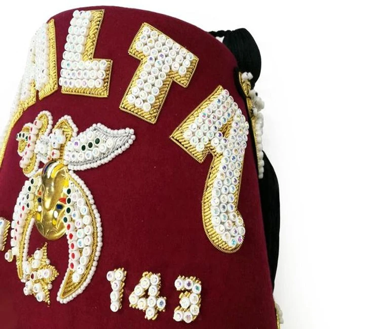 Hand Embroidered Daughter Fez Custom Masonic Fez Hat & Case White Wool ...