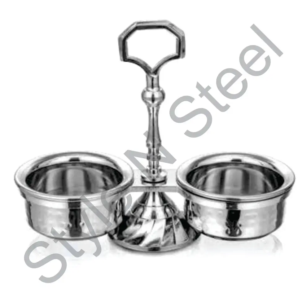 Stainless Steel Pickles Dish Casting With 2 Compartment Double Wall ...