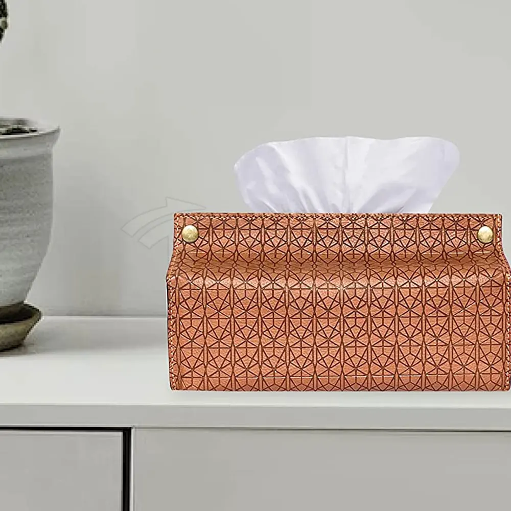 2023 Custom Logo Cowhide Leather Tissue Box Cover Square Real Leather ...
