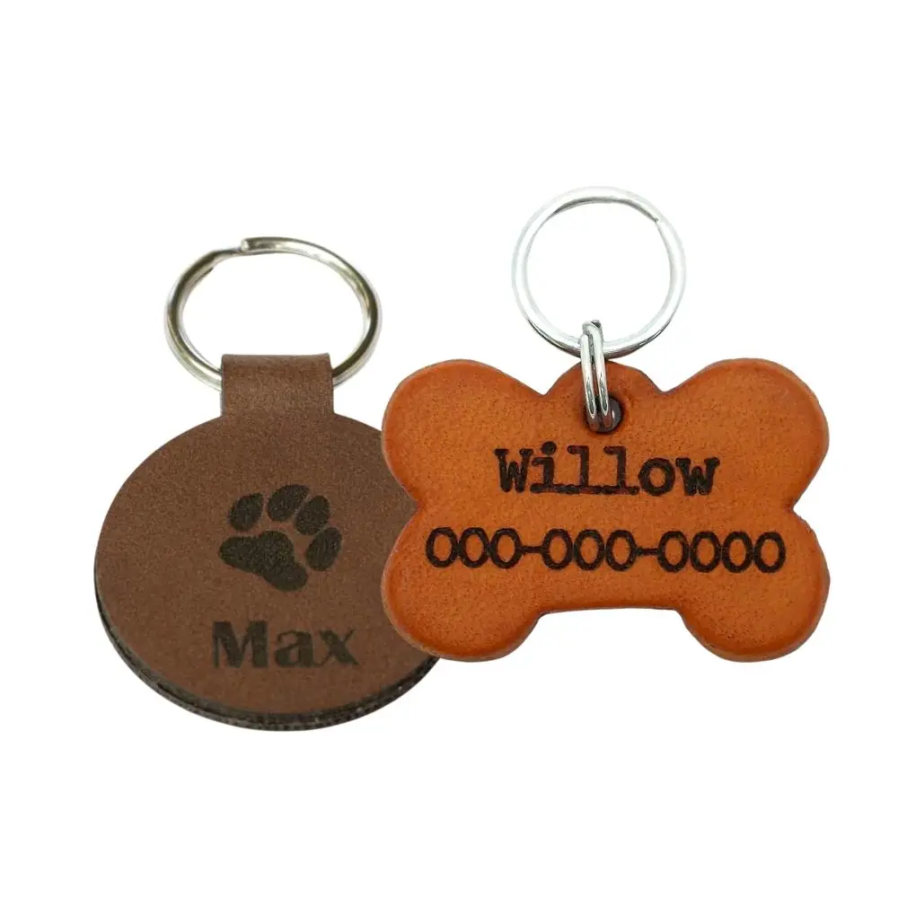 Personalised Leather Dog Name Tag Leather Pet Id Name Blank Leather Dog ...