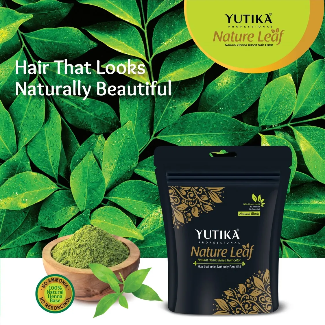 Yutika Pro Nature Leaf Henna Based Hair Color Brown Color & Black Color ...