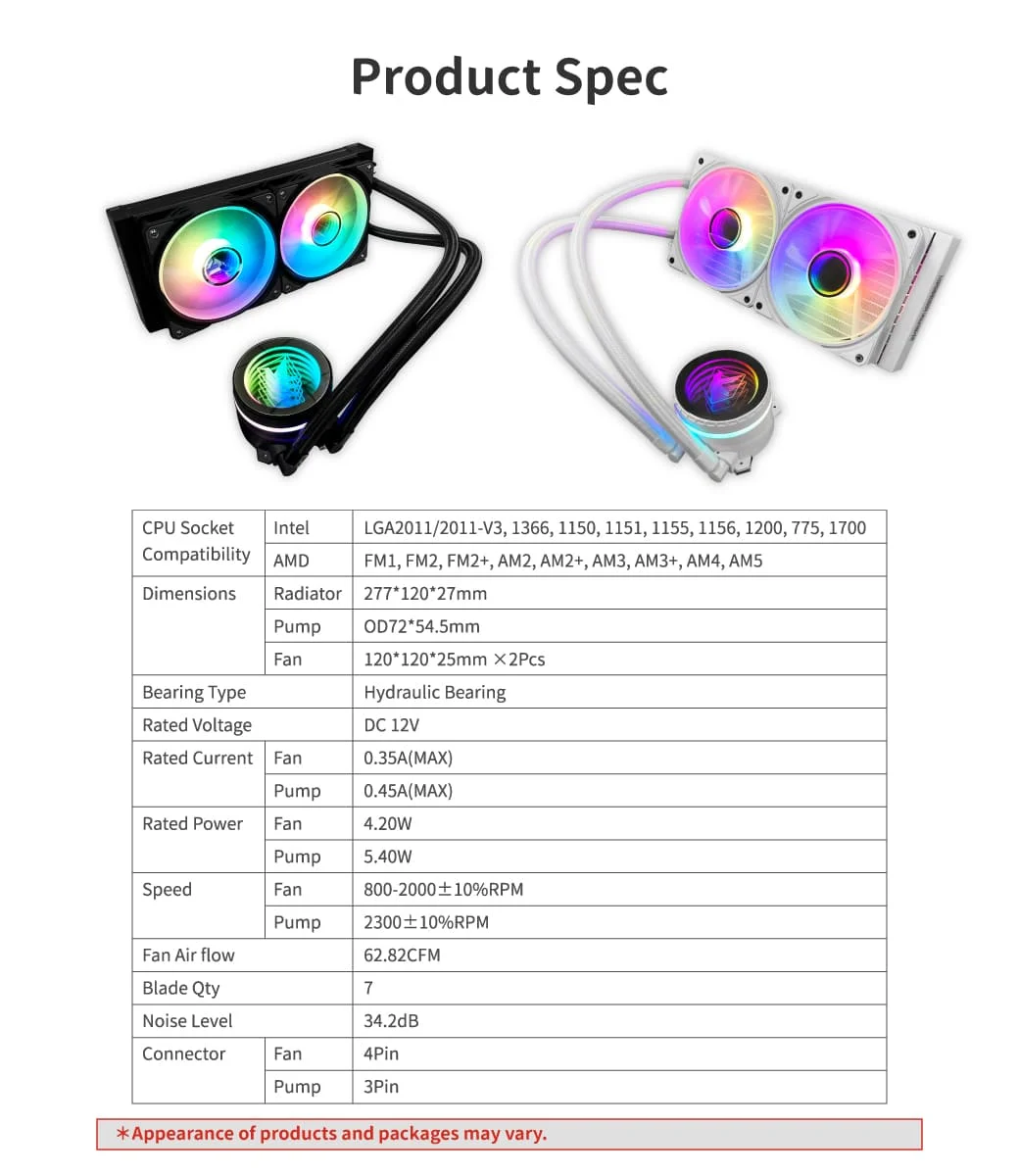White 240mm Argb Aio Water Cooling Fan Motherboard Sync For Pc - Buy ...