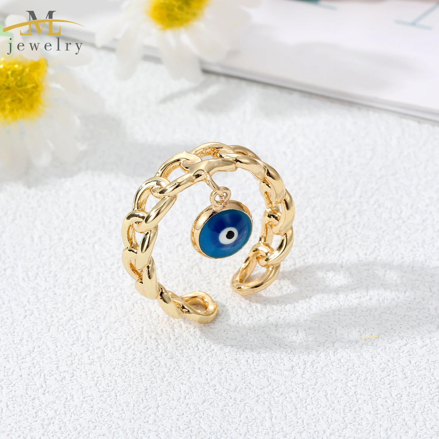 Jml New Design Adjustable Evil Eyes Charm Rings Fashion Jewelry 14k ...