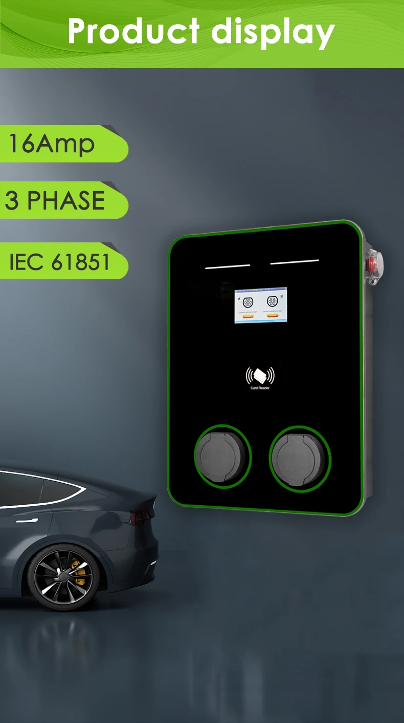 22kw Ac Ev Charger With Credit Card Type2,Dual Socket Ev Charger Box ...