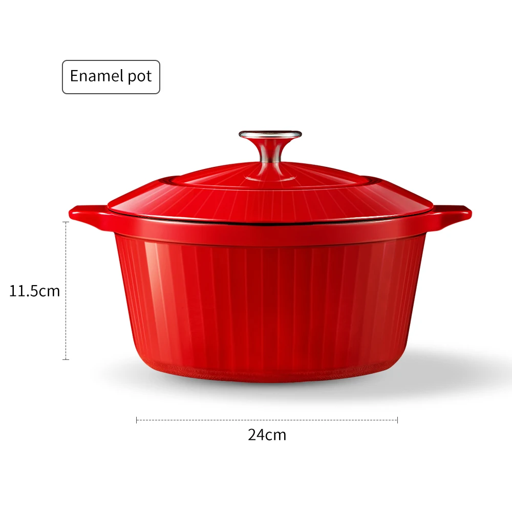 Velosan Red Kitchenware Cookware Nonstick Pots Dutch Oven Cast Iron ...