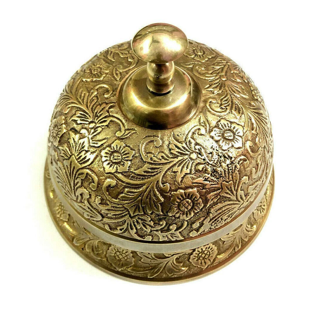 High Selling Handmade Brass Desk Bell Antique Finished On Wooden Base ...