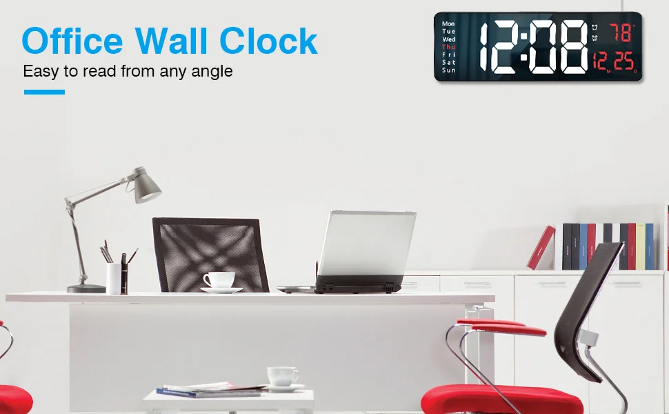 CHEETIE CP150 Green Electronic LED Wall Clock with Date and Temperature