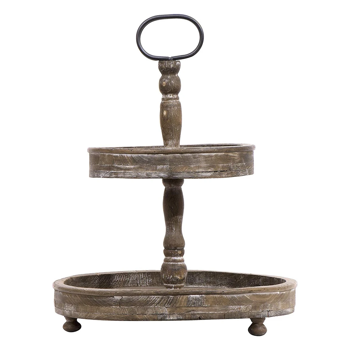 2 Tiered Rustic Serving Tray Wooden Farmhouse Decorative With Handle ...