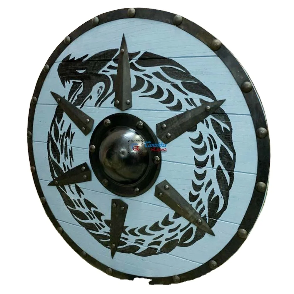 Medieval Viking Wooden Shield Handcrafted Round Battle Shield For Wall ...
