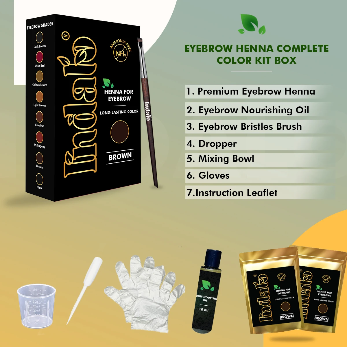 Eyebrow Brow Hair Color Dye Henna Powder Rich Color Custom Packing OEM ...